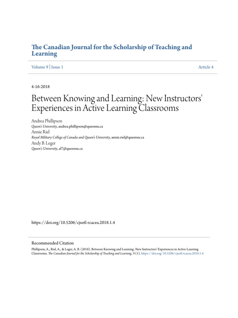 Between Knowing and Learning New Instructors | PDF | Learning | Teachers
