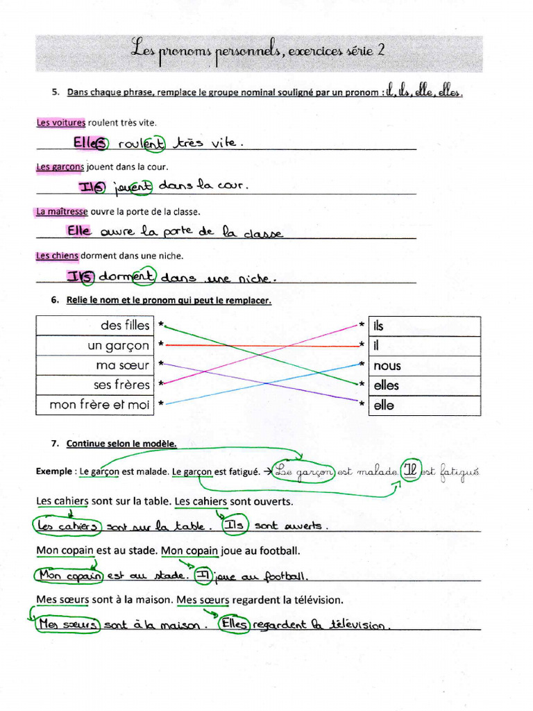Exercices Pronoms Personnels | PDF