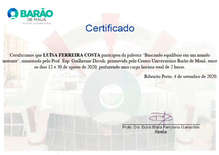 Certificado Luísa | PDF