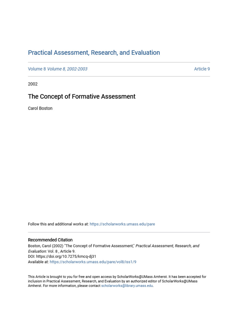 The Concept of Formative Assessment | PDF | Educational Assessment | Cognition