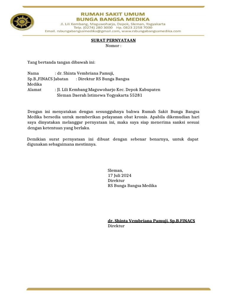 Surat Pernyataan Obat Kronis Pdf