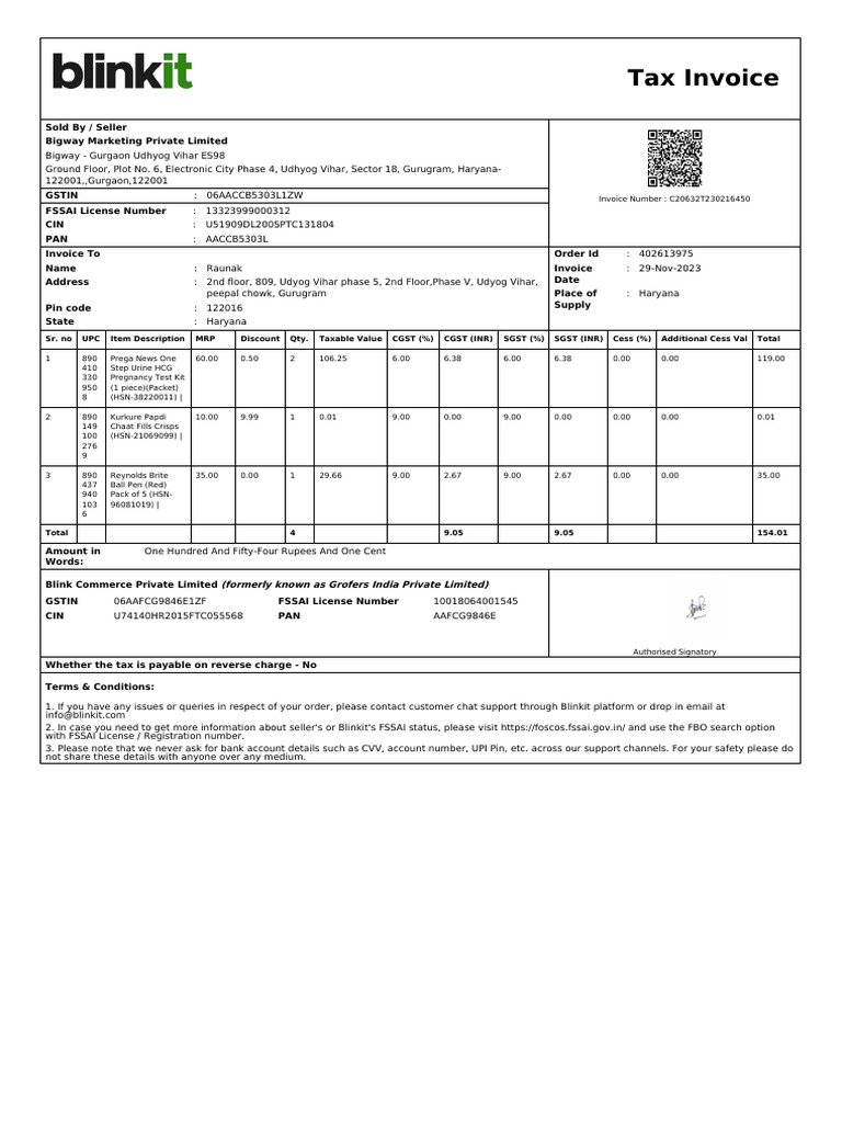 Zepto Invoice | PDF | Invoice | Taxes