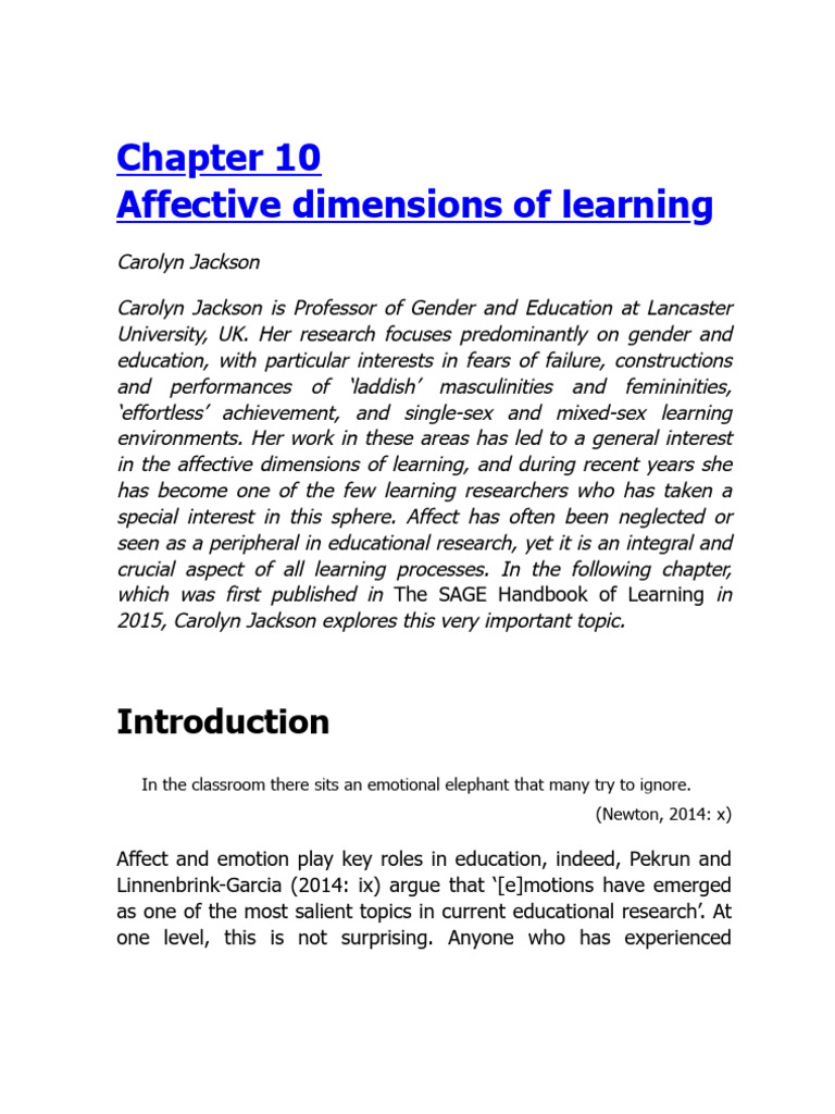 Contemporary Theories of Learning Learning Theoris... - (10 Affective ...