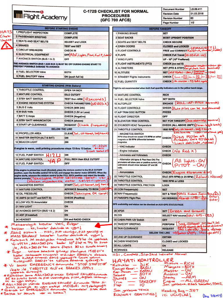 Checklist Cessna Yazılı | PDF