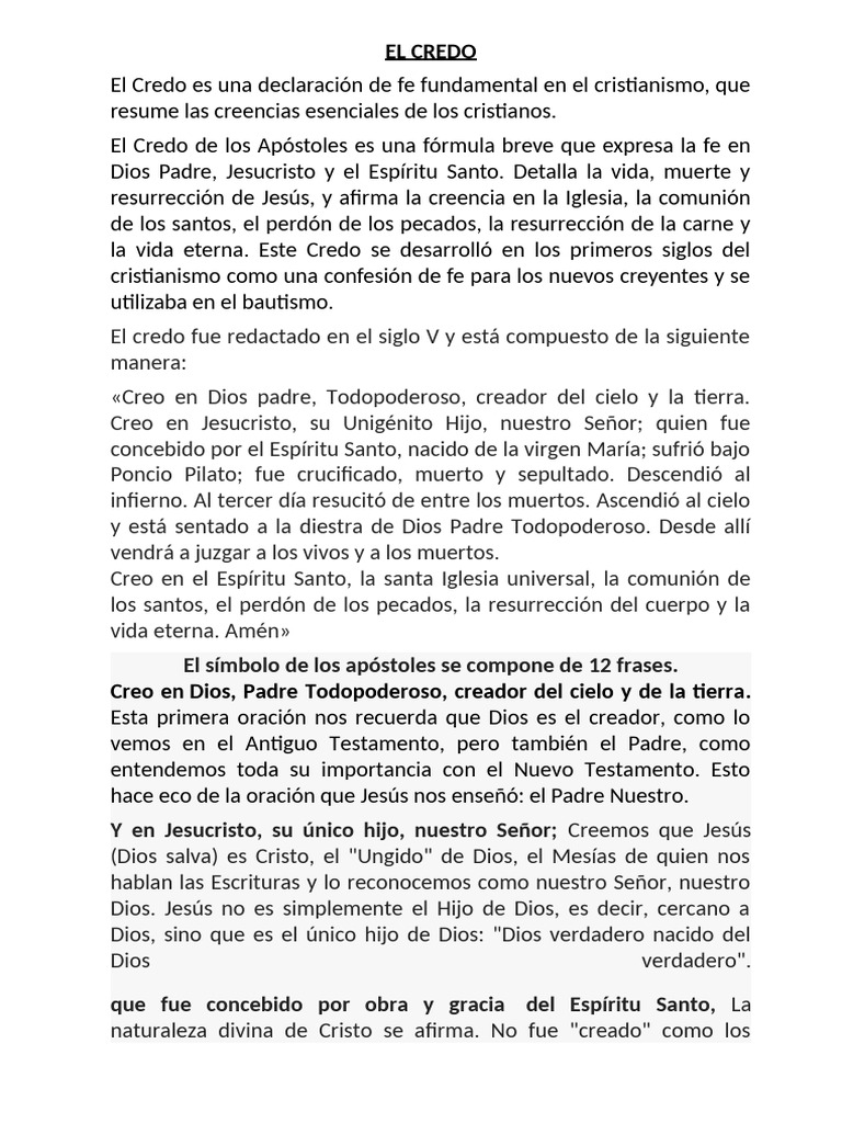 El Credo | PDF | La resurrección de Jesús | Cristo (título)