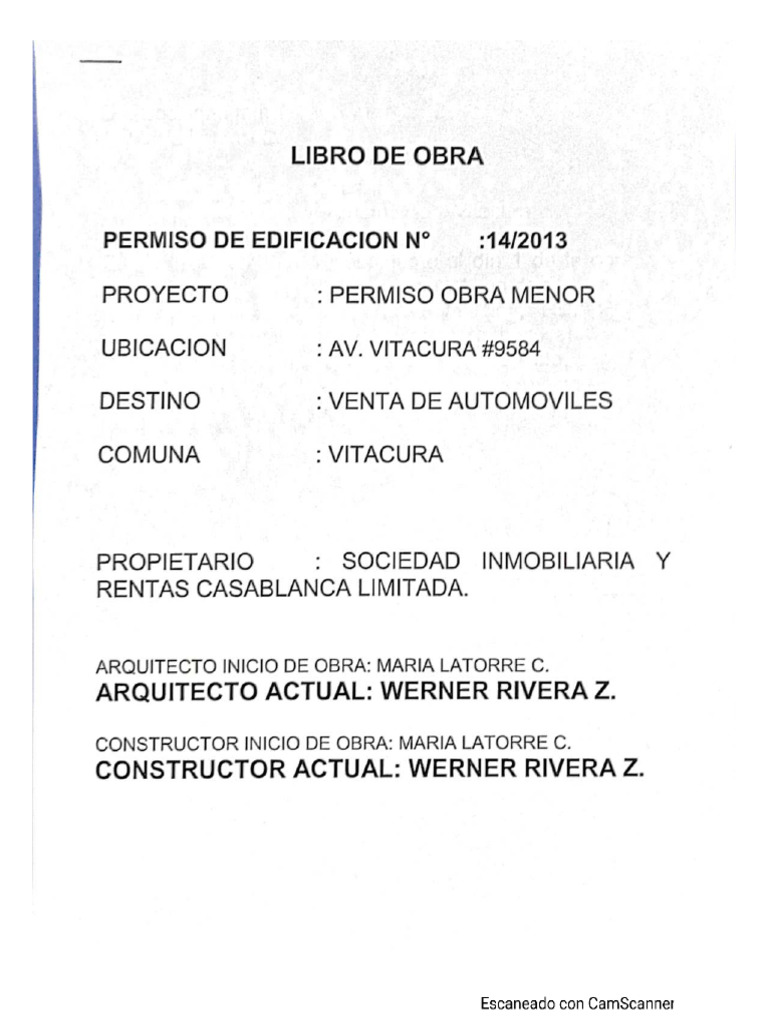 Libro de Obra Cambio Profesional | PDF