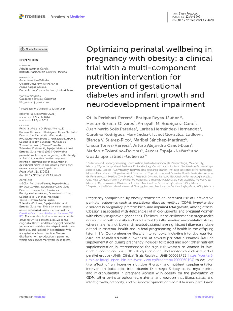 Fmed 11 1339428 | PDF | Gestational Diabetes | Pregnancy