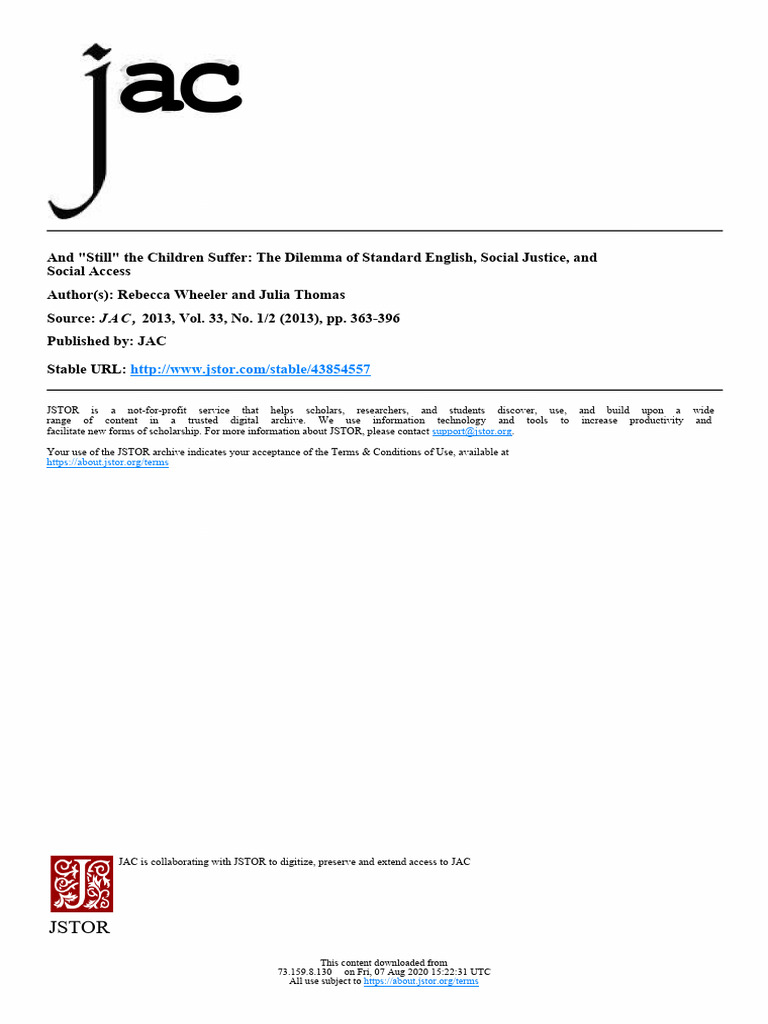 Wheeler Thomas 2013 | PDF | Sociolinguistics | Human Communication