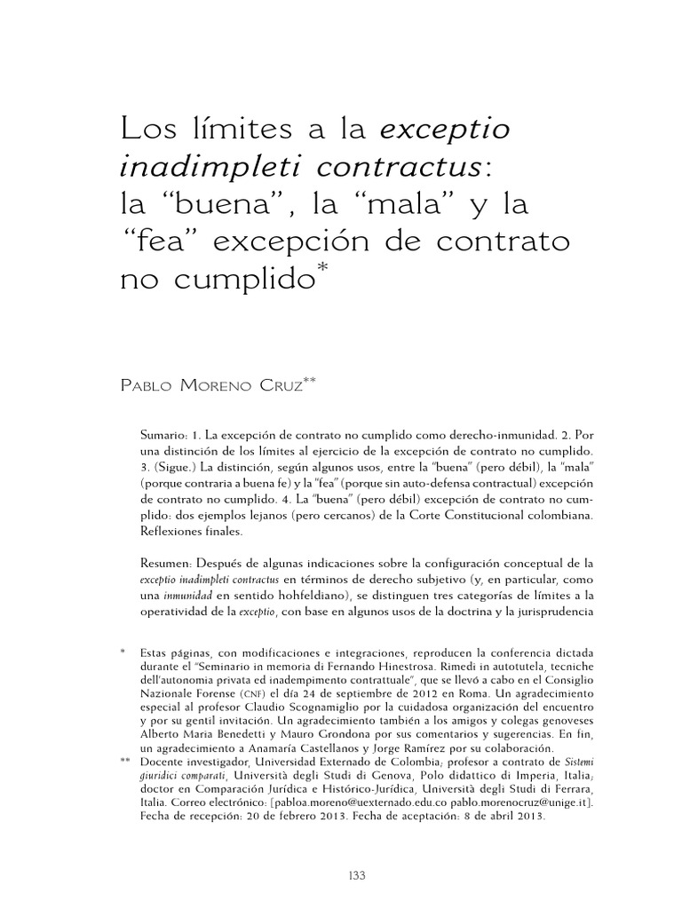 Límites a la Exceptio Inadimpleti Contractus | PDF | Juez | Caso de ley