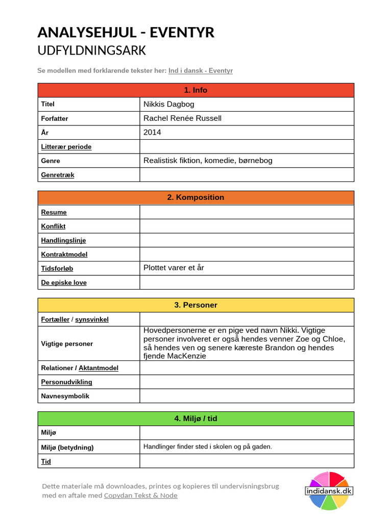 Eventyr Udfyldningsark Ny | PDF