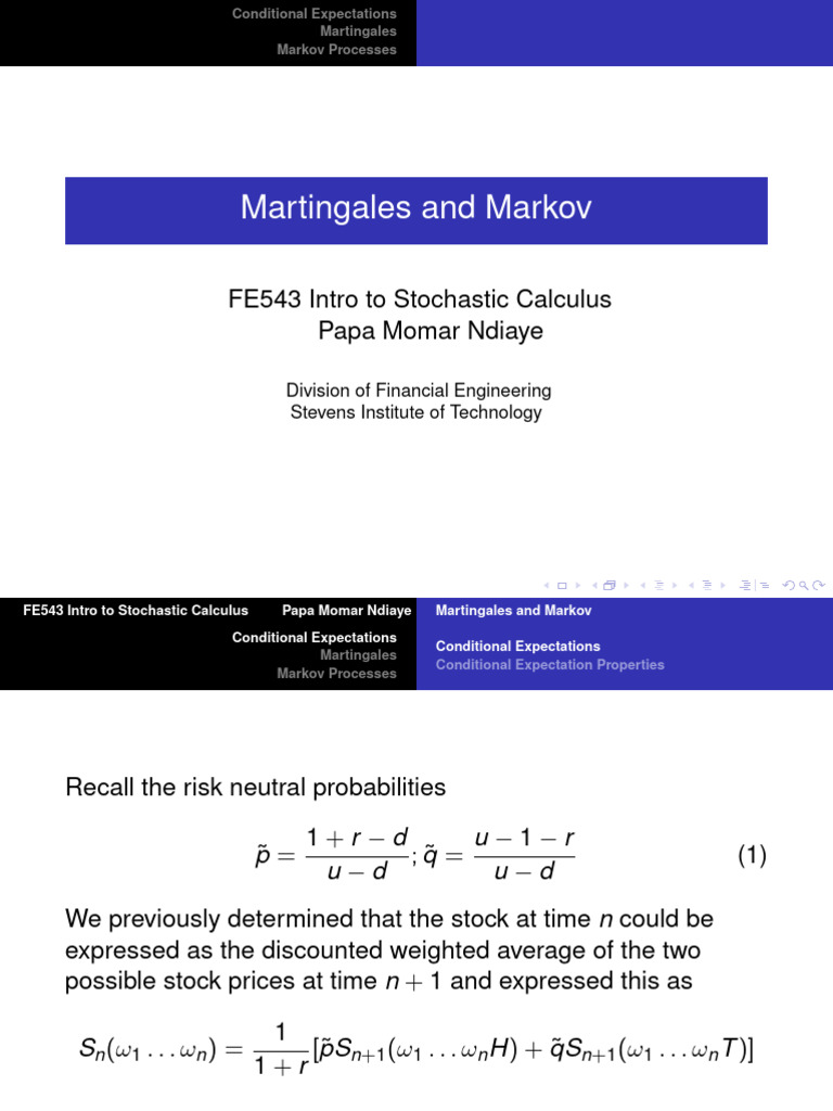Stochastic Calculus for Finance | PDF | Expected Value | Stochastic Process