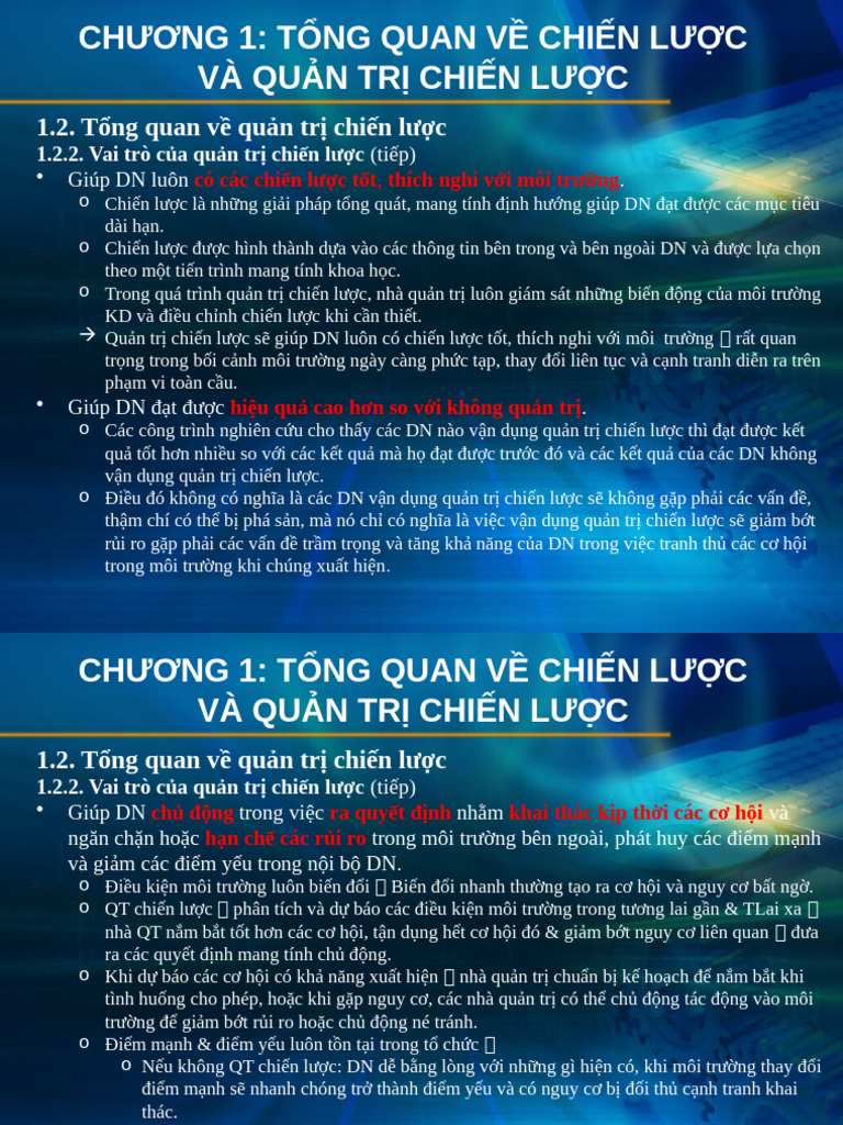 C1 - QT chiến lược - Tổng quan về chiến lược & QT chiến lược | PDF