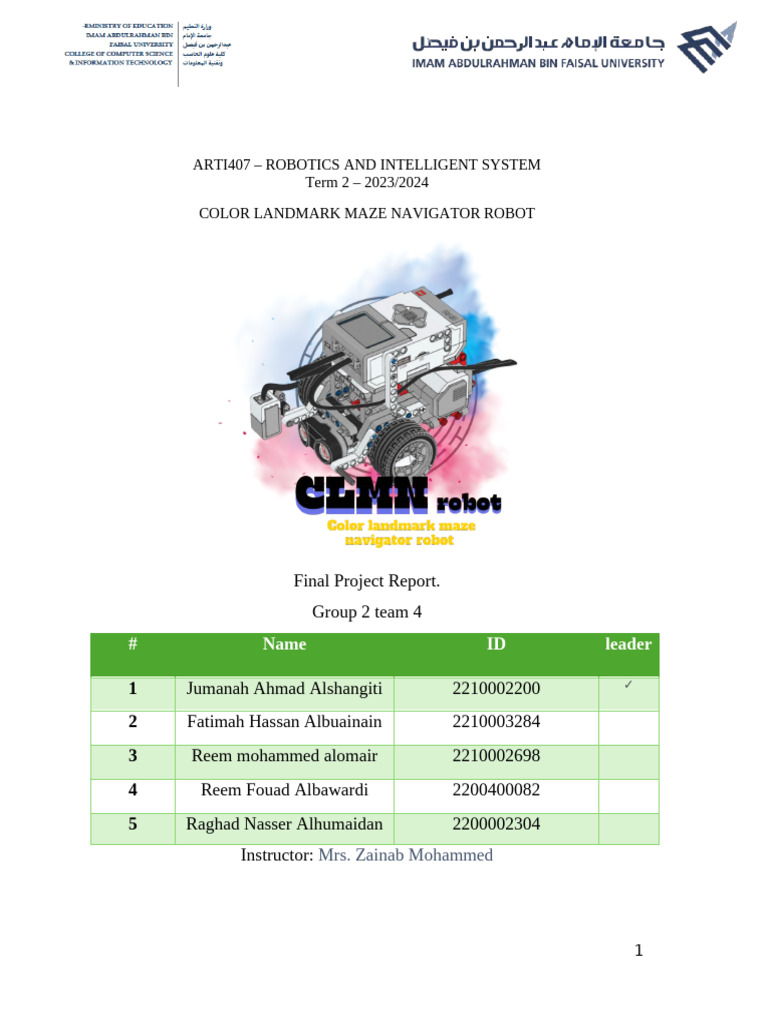 Robotics Project Report Group 4 | PDF | Robot | Robotics