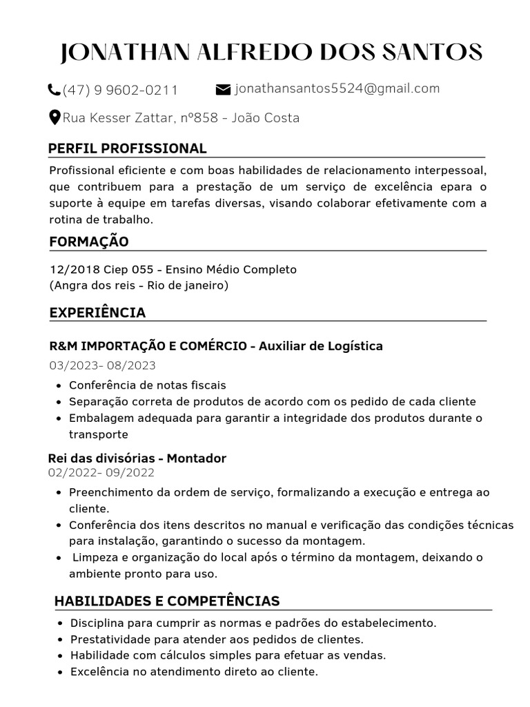 Curriculo Jonathan | PDF