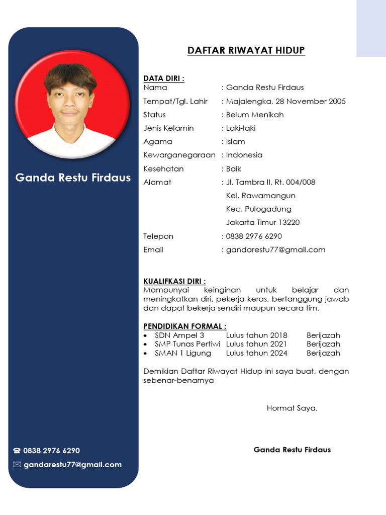 Surat Lamaran Restu | PDF