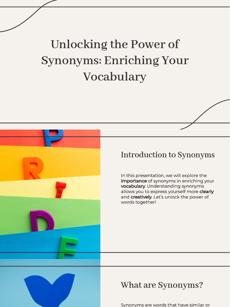 Enhance Vocabulary with Synonyms | PDF | Foreign Language Studies