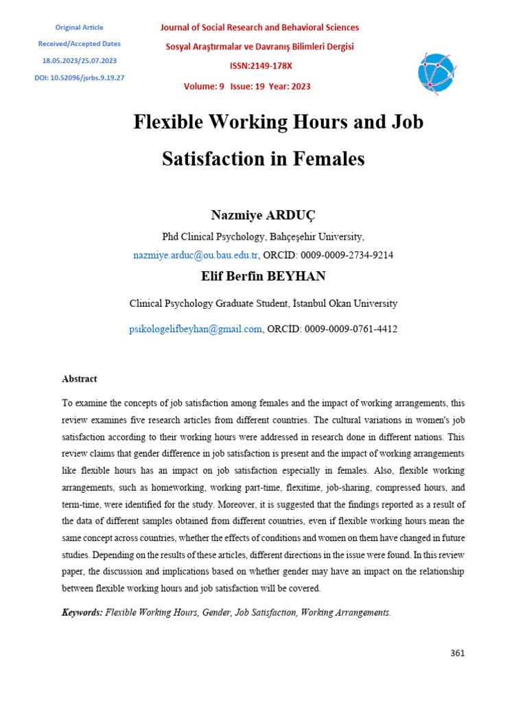 27.flexible Working Hours and Job Satisfaction in Females | PDF | Job Satisfaction | Gender