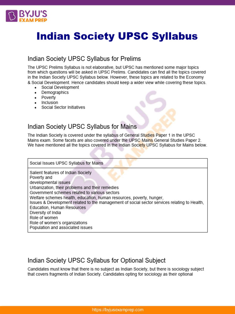 Indian Society Upsc Syllabus 86 | PDF