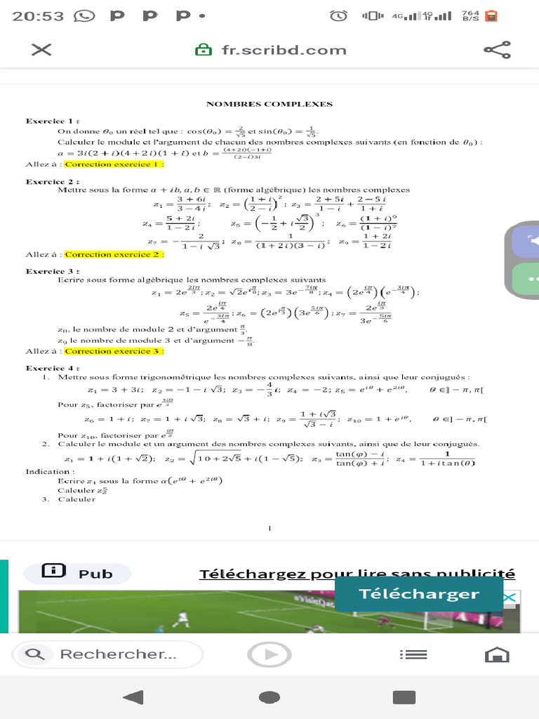 Exercices Nombre Complexe | PDF