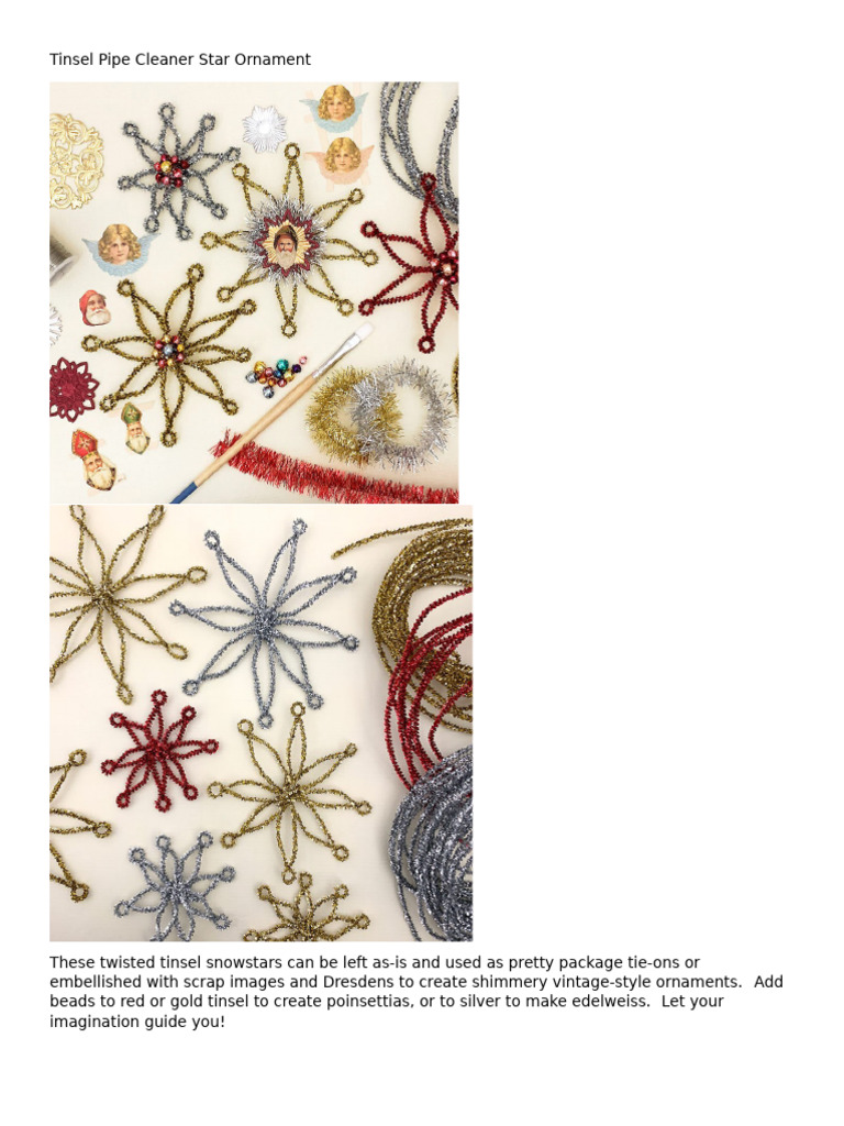 Tinsel Pipe Cleaner Star Ornament | PDF | Wire | Bead