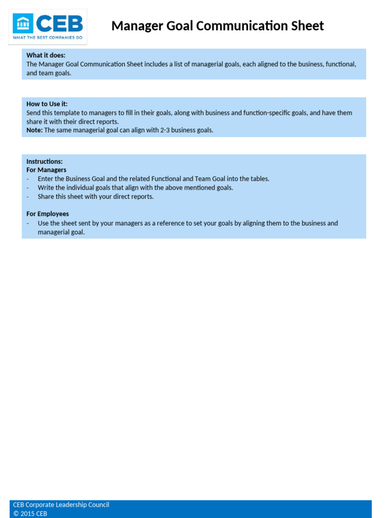 3.1 Manager Goal Communication Sheet | PDF