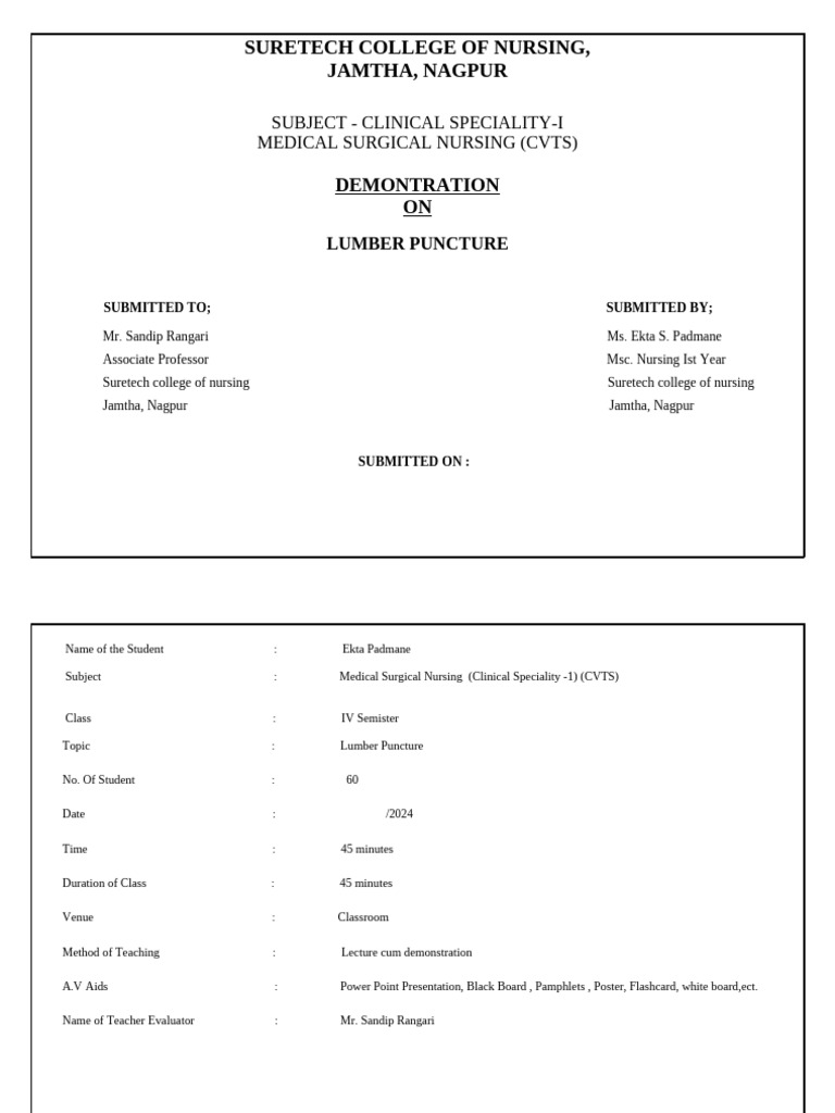 Lumber Puncture Demontration | PDF | Vertebral Column | Cerebrospinal Fluid