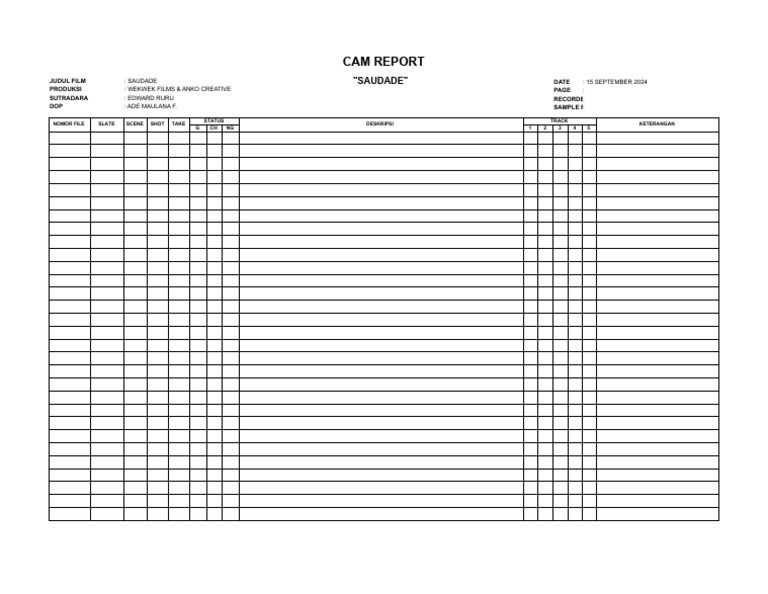 Cam Report - Sheet1 | PDF