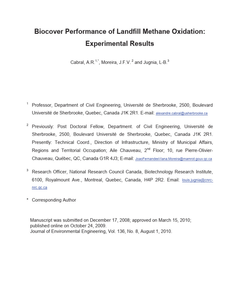 Biocover Performance of Landfill Methane | PDF | Greenhouse Gas | Methane