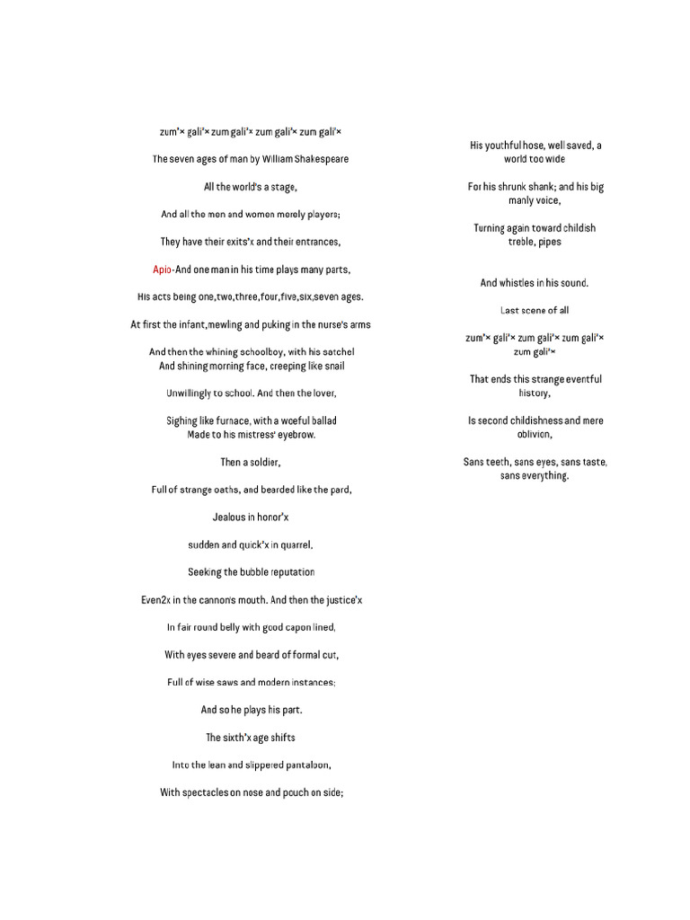 The Seven Ages of Man Script | PDF