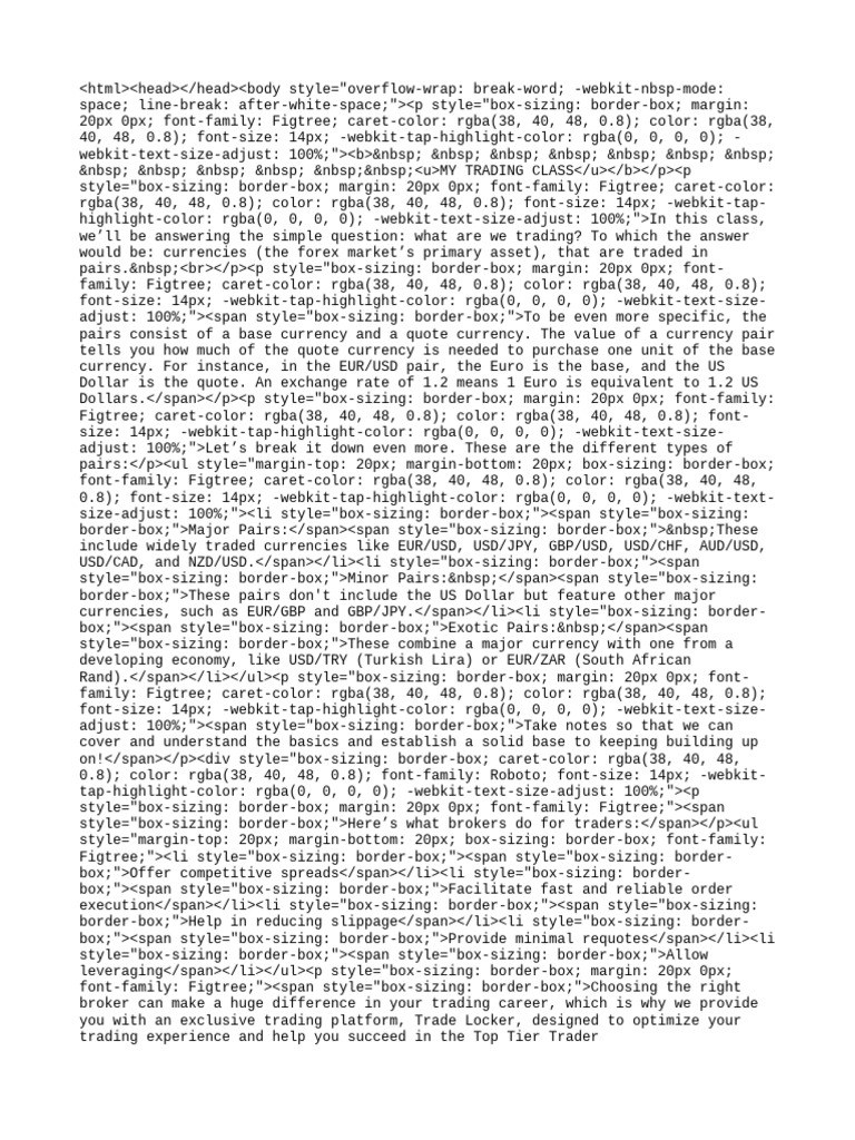 My Trading Class Pdf Trade Economies