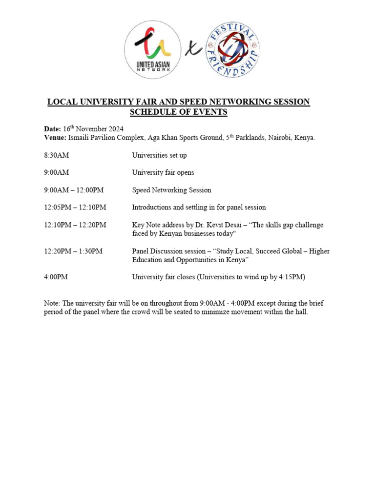 Uni Fair Schedule of Events | PDF | Science & Mathematics