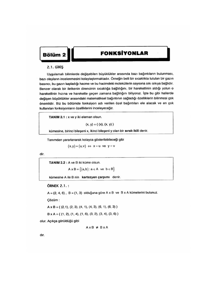 Bölüm 2 Fonksiyonlar | PDF