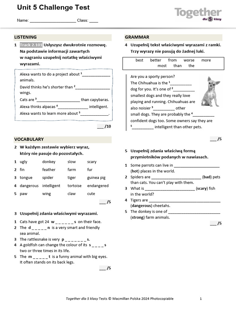 Together kl5 U5 Unit Test Challenge | PDF