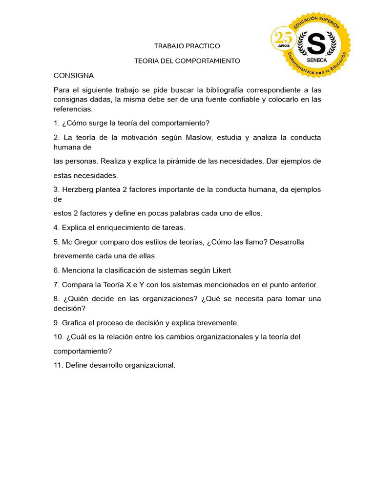 TP Teoria Del Comportamiento | PDF