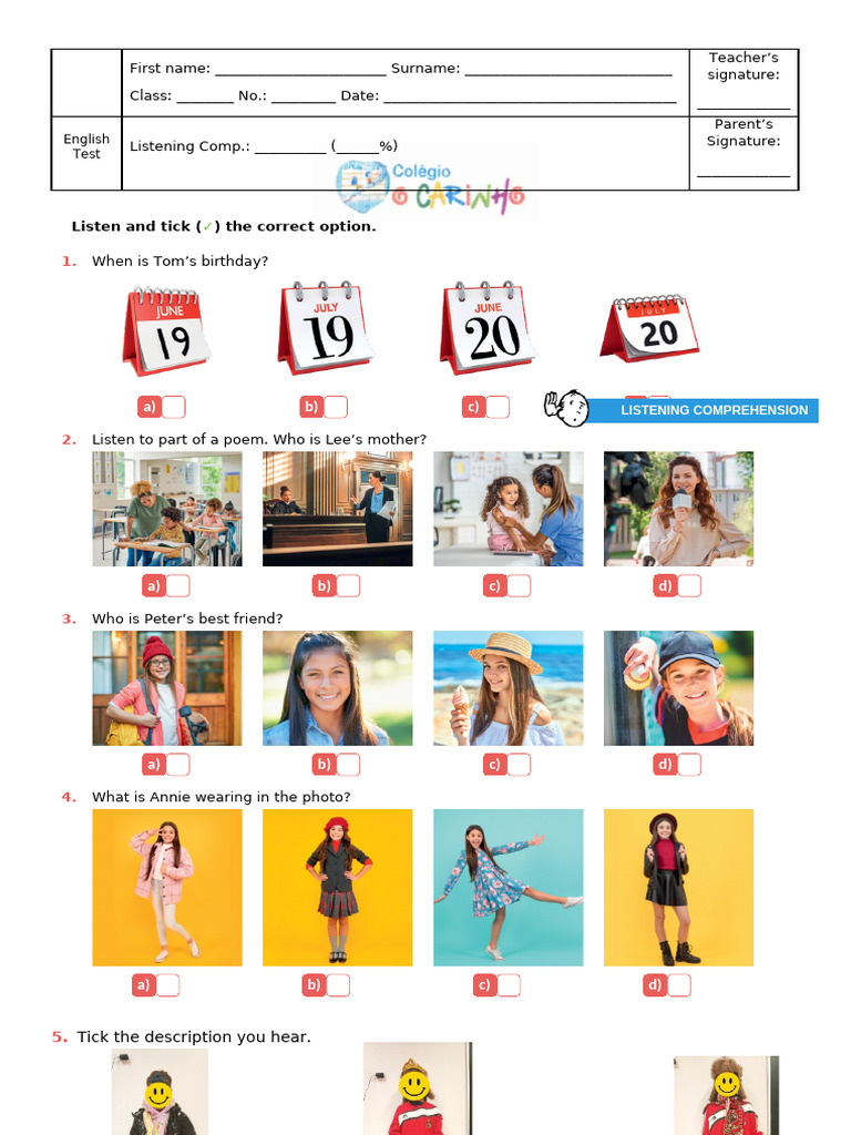 Grade 5 Listening Comprehension Test | PDF