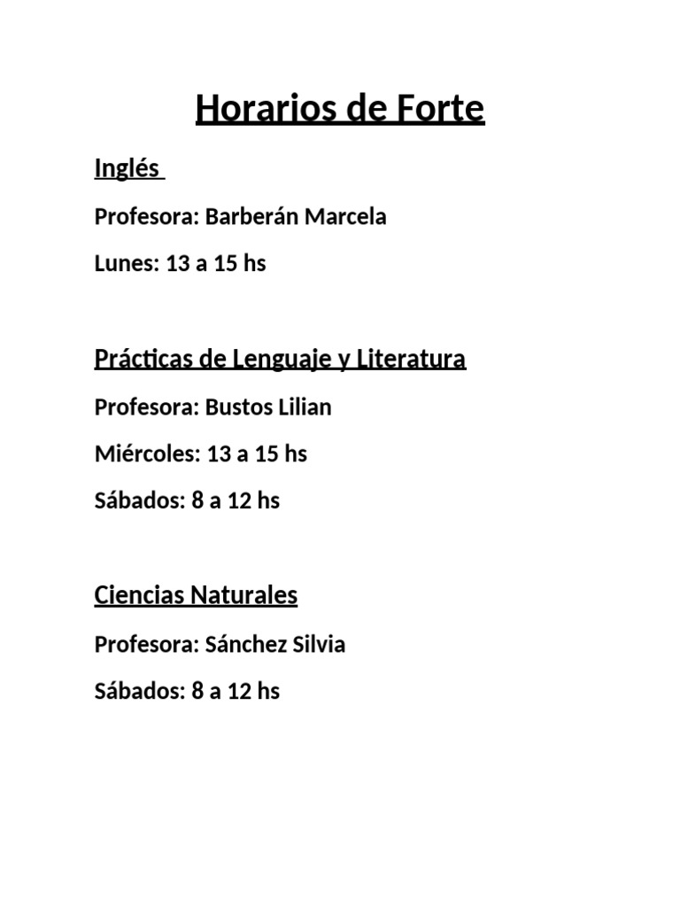 Horarios de Forte | PDF | Ciencias sociales