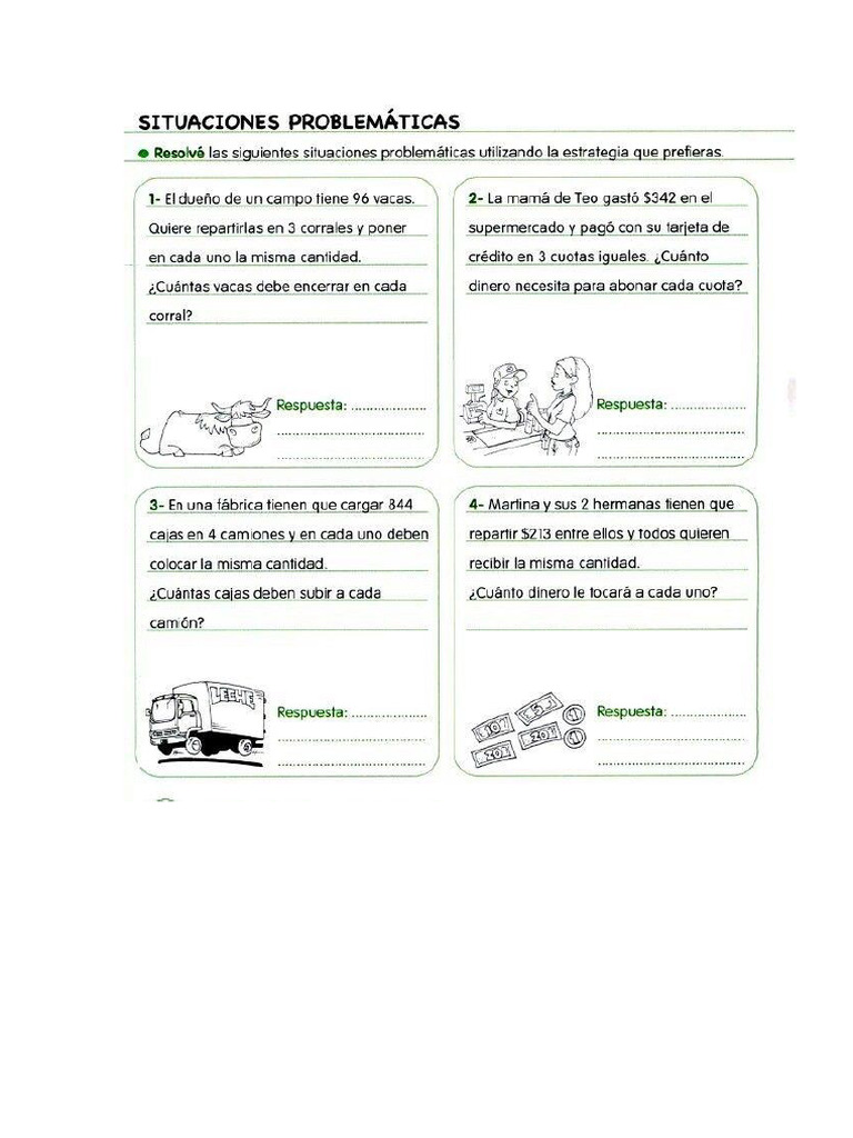Situaciones Problematicas Con Division | PDF