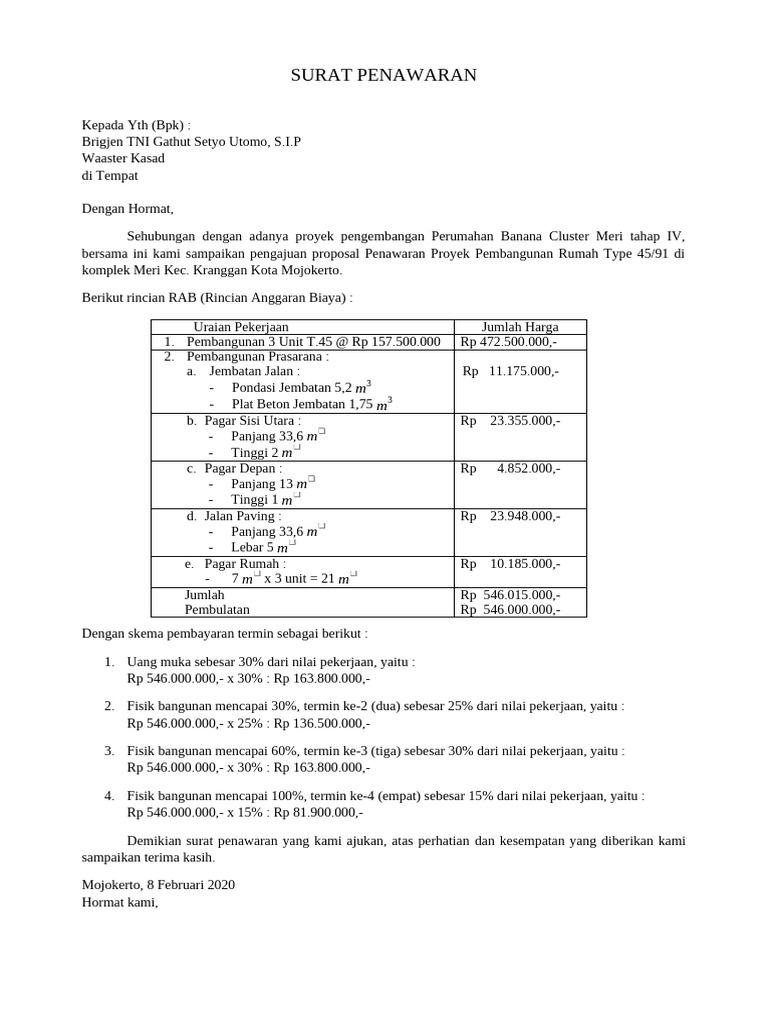 Surat Penawaran Rab Ok | PDF | Teknologi & Rekayasa