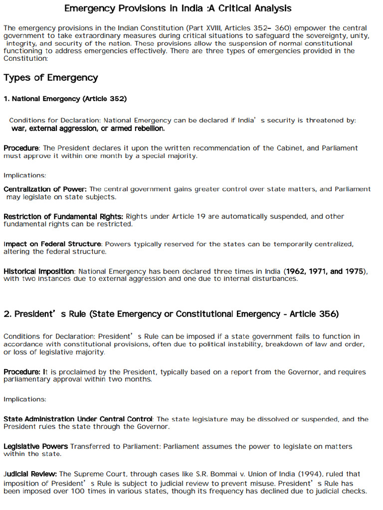 Emergency Provisions | PDF