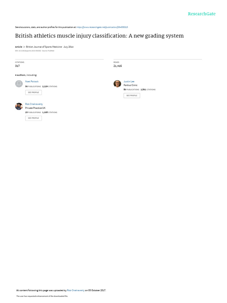 British Athletics Muscle Injury Classification A N | PDF | Medical ...