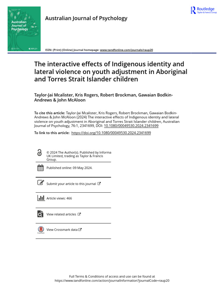 The Interactive Effects of Indigenous Identity and Lateral Violence On ...