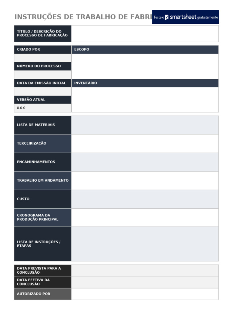 IC Manufacturing Work Instruction Template 9463 - PT | PDF