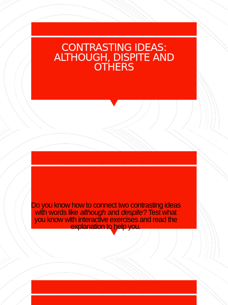 Connecting Contrasting Ideas: Although & Despite | PDF | Language Arts ...