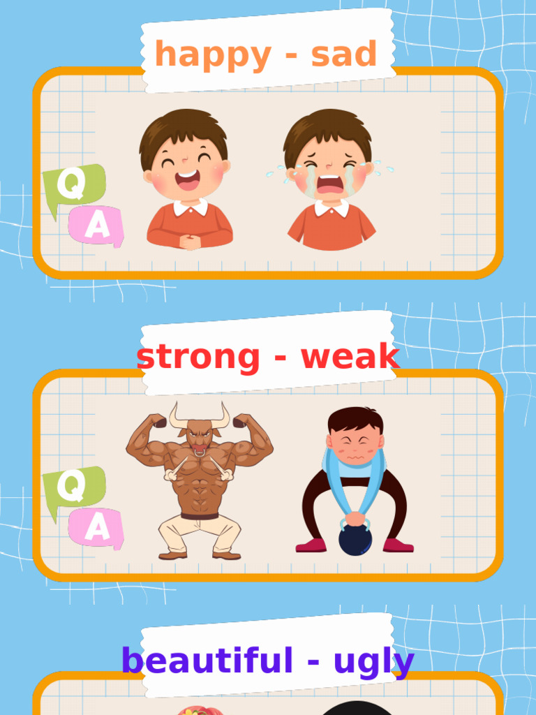 Game Review Opposite Adjectives (First Lesson) | PDF