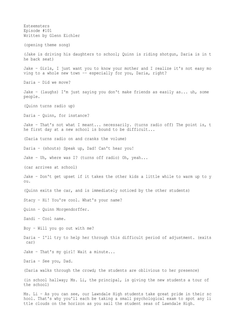 Daria TV Scripts | PDF