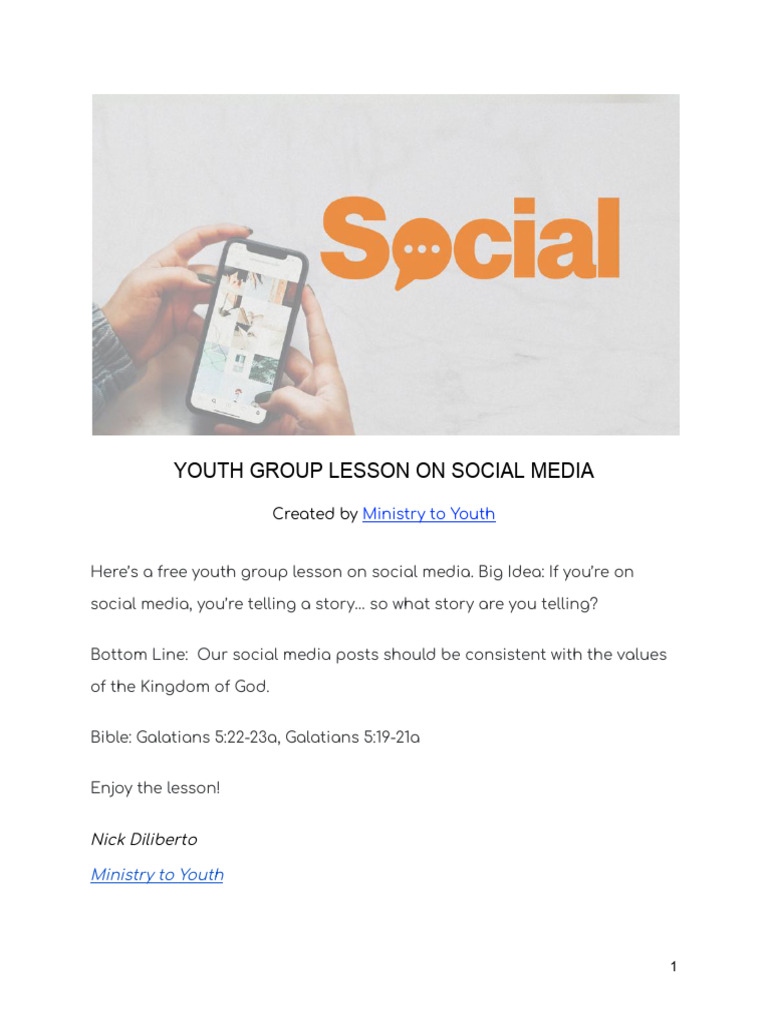 Social Media Youth Group Lesson | PDF | Paul The Apostle | Patience