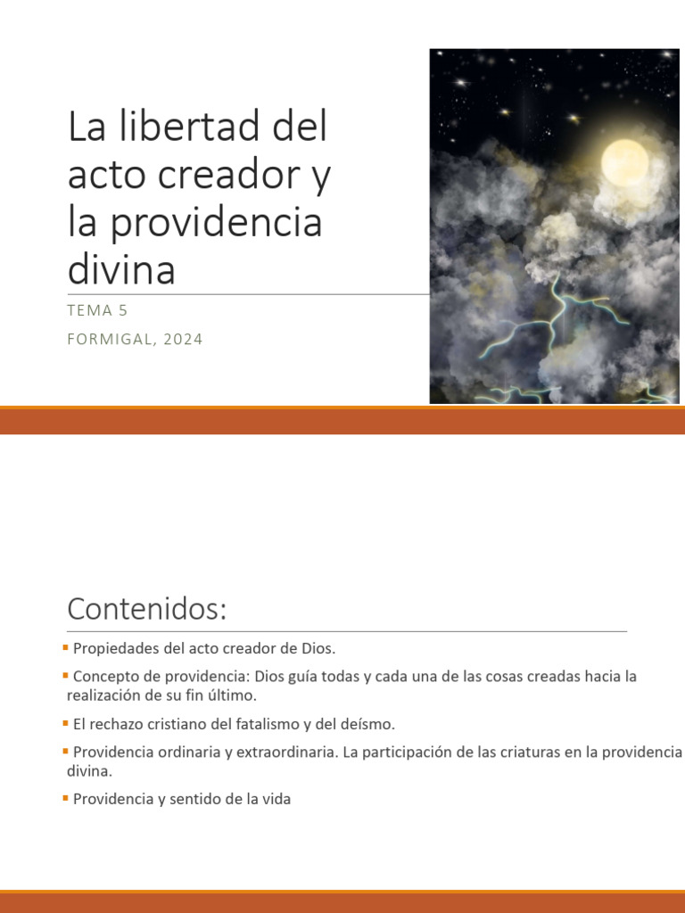 Propiedades Del Acto Creador y La Providencia Divina - 2024 | PDF | Deísmo | Dios