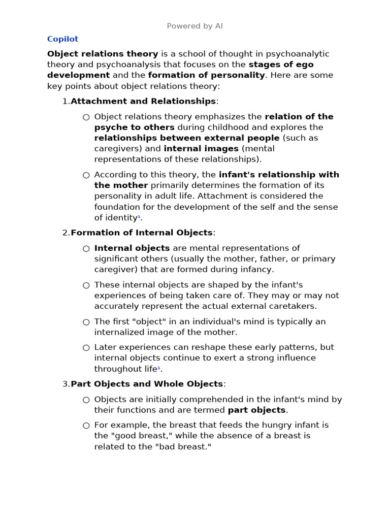object relations | PDF | Object Relations Theory | Attachment Theory object relations | PDF | Object Relations Theory | Attachment Theory