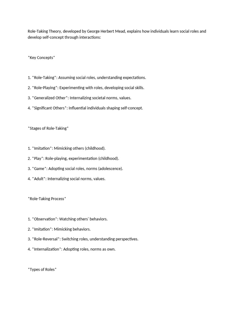 Role-Taking Theory and George Herbert Mead | PDF | Socialization | Social Psychology