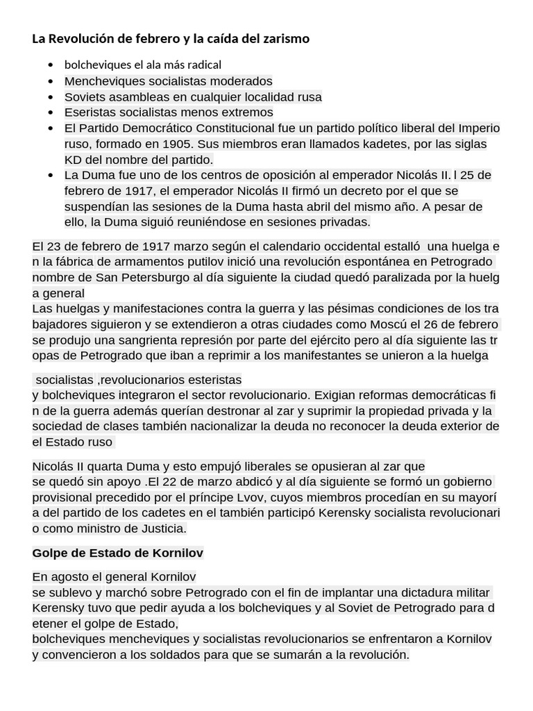 La Revolución de Febrero y La Caída Del Zarismo | PDF | Bolcheviques ...